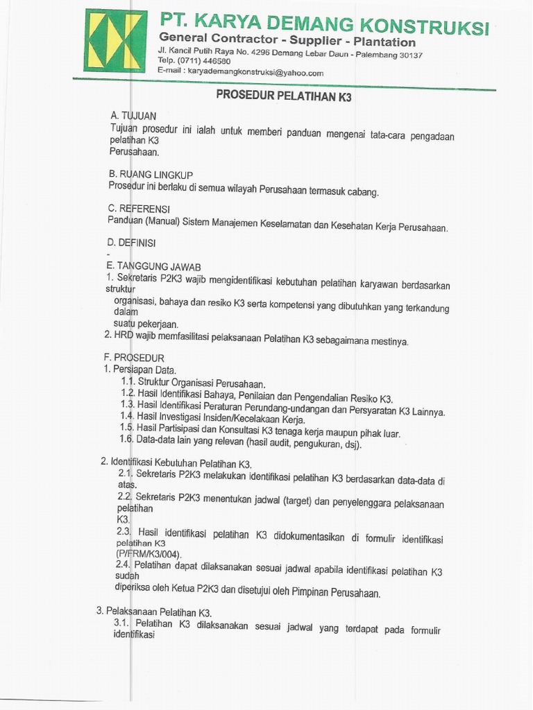 C.2 Sop Training K3 | PDF