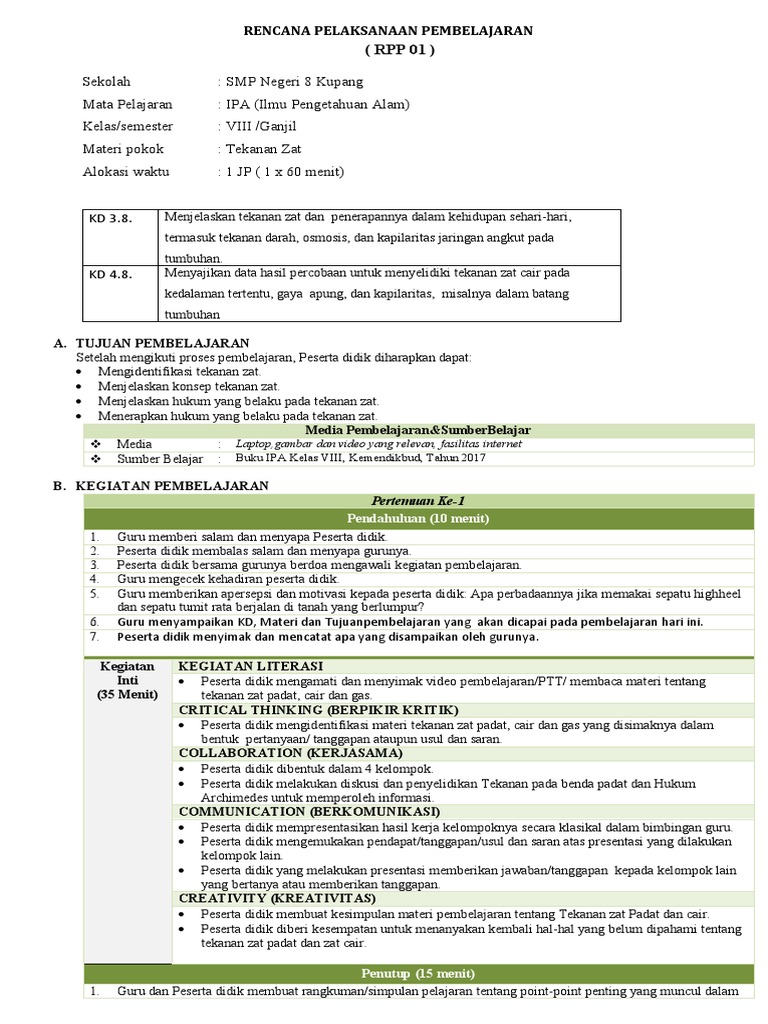 8.1 RPP II IPA Kelas 8 | PDF