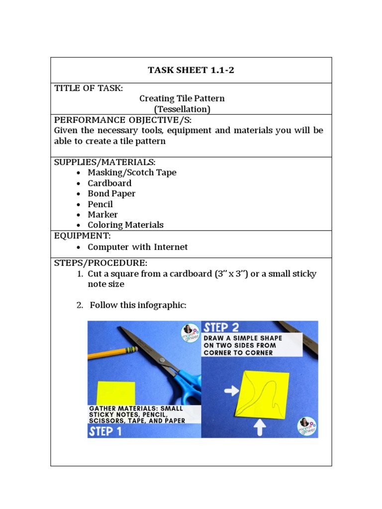 Basic Task Sheet 1.1-3 Create Tile Pattern | PDF