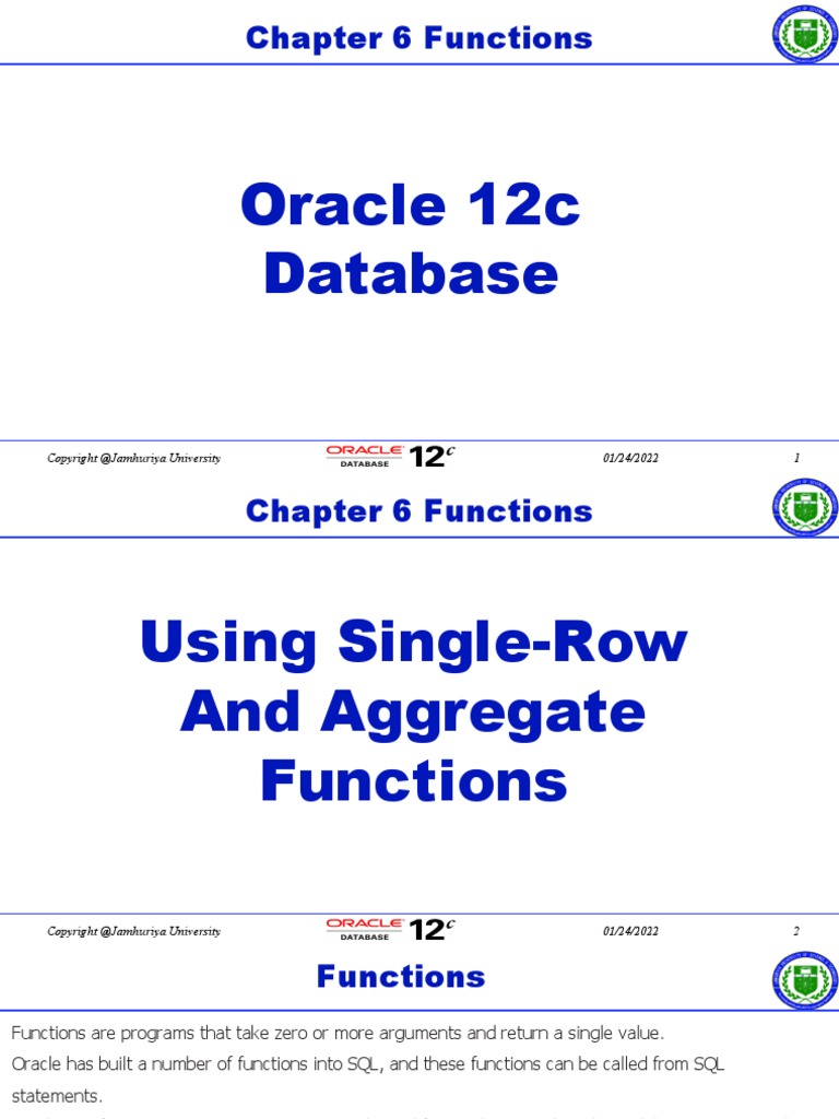 Oracle 12c Chapter 6 | PDF | Computer Science | Databases