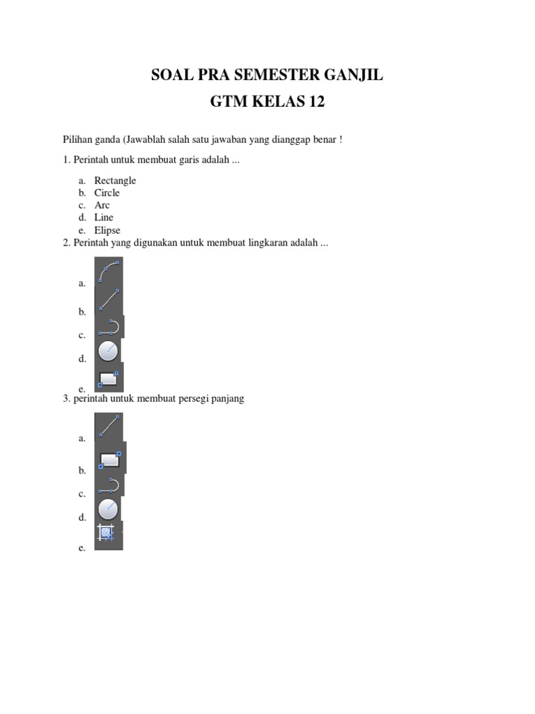 Soal Pra Semester Ganjil GTM Kelas 12 2021 | PDF