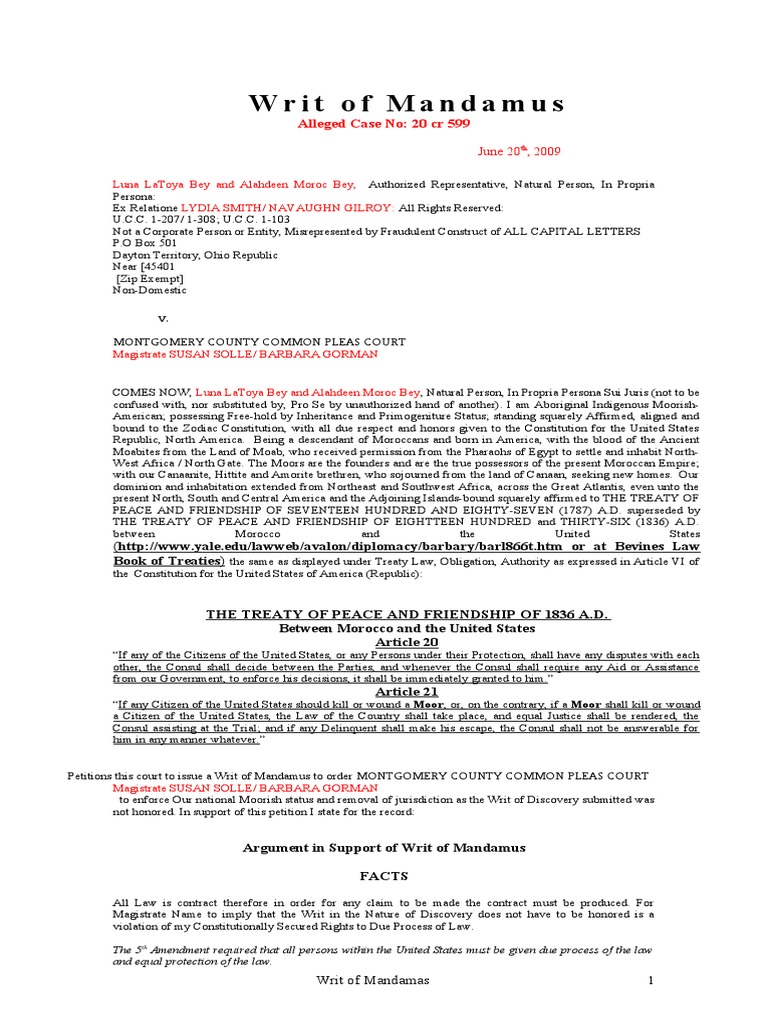 Writ of Mandamus Petition for Jurisdiction | PDF | Mandamus | Justice