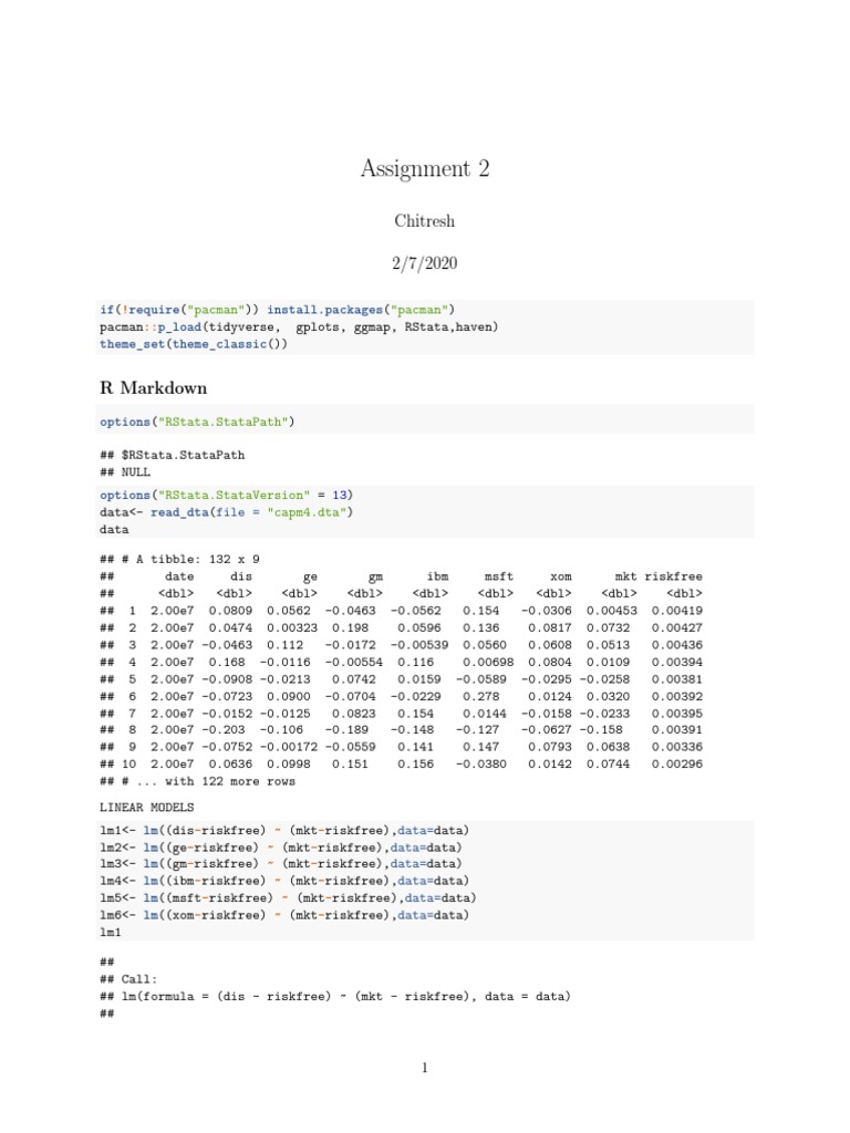 Assignment 2: R Markdown | PDF