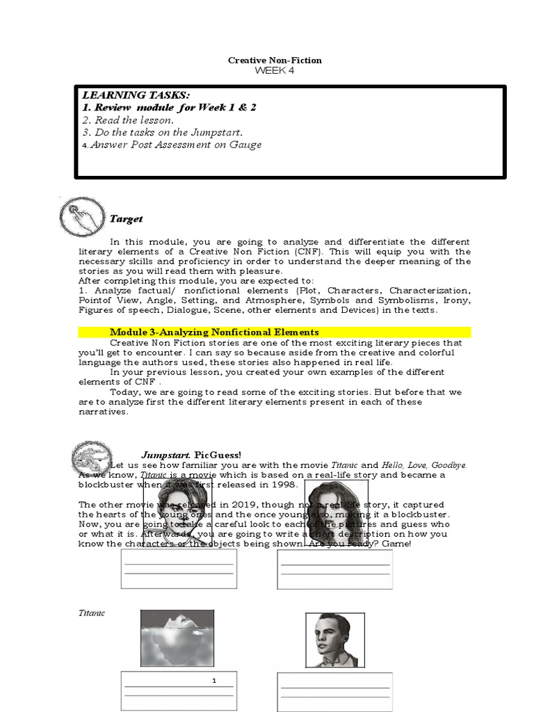 Creative Non Fiction q3 Week 4 | PDF | Narration | Plot (Narrative)