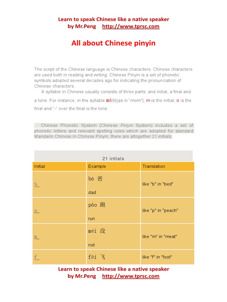 Chinese Pin Yin System | PDF | Pinyin | Chinese Language