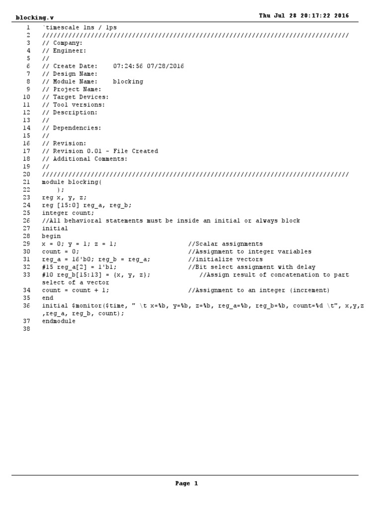 Example For Blocking Statements | PDF
