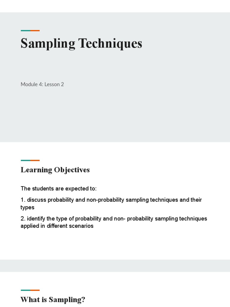 Sampling Techniques: Module 4: Lesson 2 | PDF | Sampling (Statistics ...