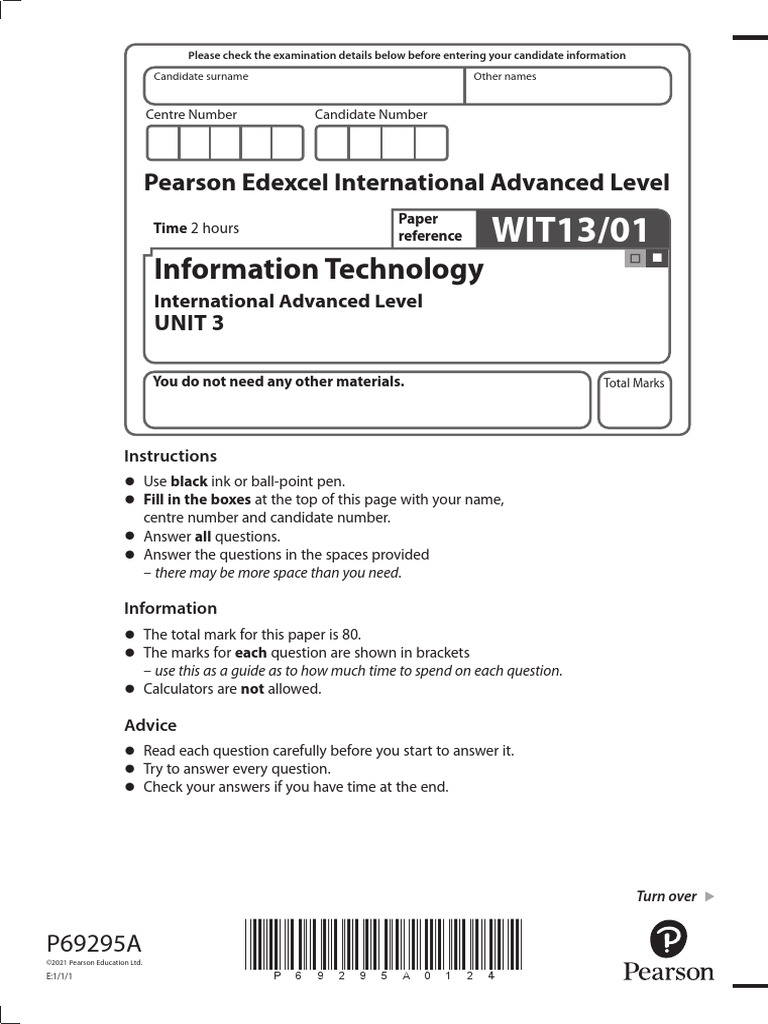 Information Technology: Pearson Edexcel International Advanced Level ...