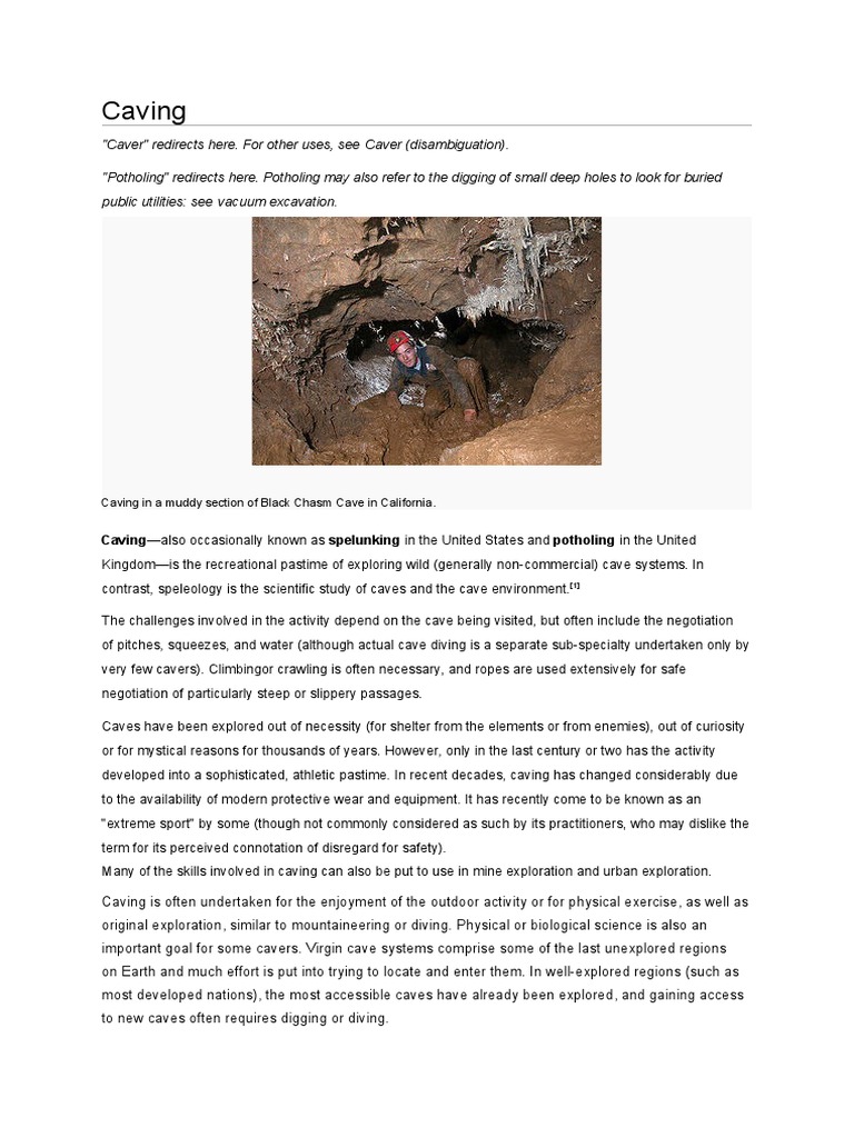 Caving: Caving-Also Occasionally Known As Spelunking in The United ...