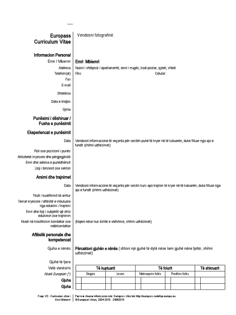 Model I CV Shqip | PDF