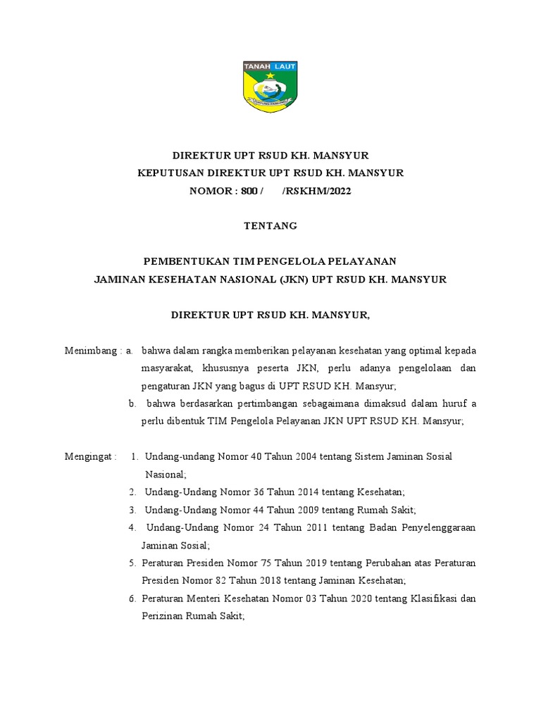 SK Tim Pengelola JKN 2022 | PDF