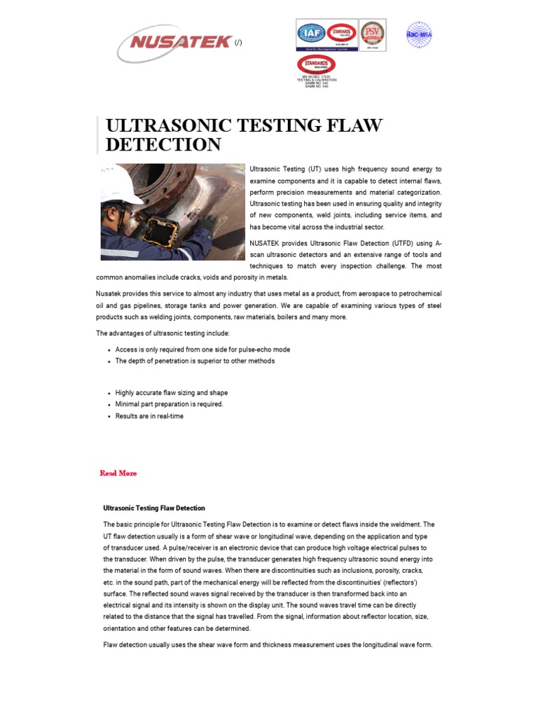 Ultrasonic Thickness Flaw Detection | PDF | Nondestructive Testing ...
