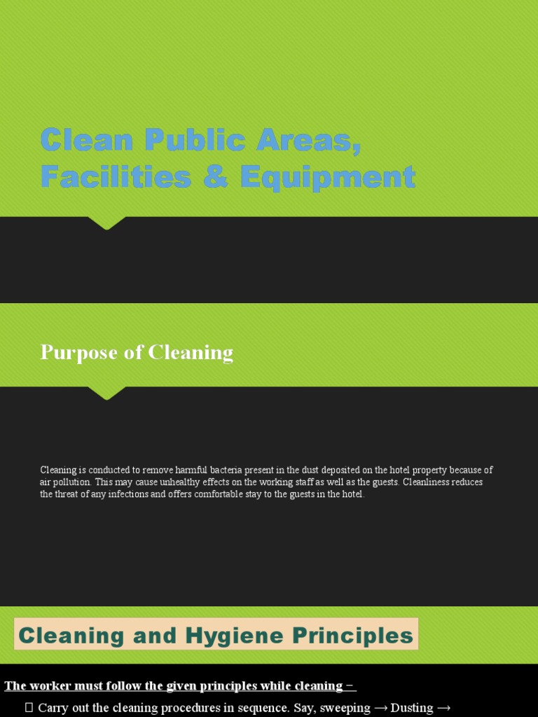 Clean Public Areas, Facilities & Equipment | PDF | Vacuum Cleaner ...