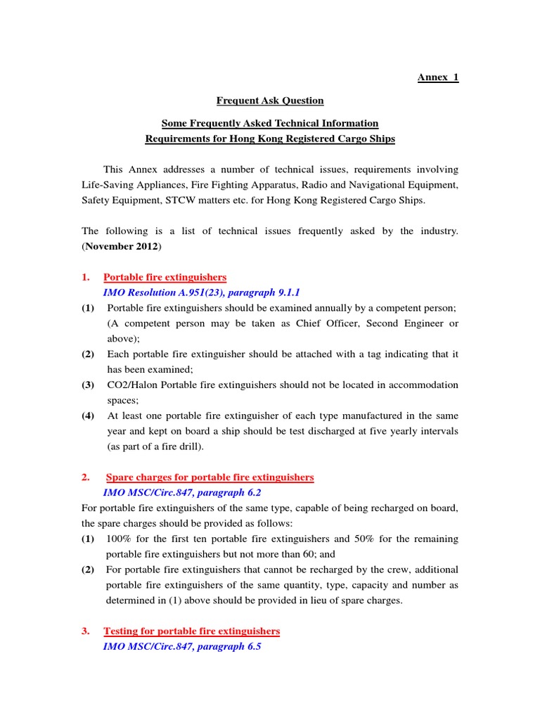 HK Flag Req For Lsa Ffa Inspection | PDF | Shipping | Water Transport