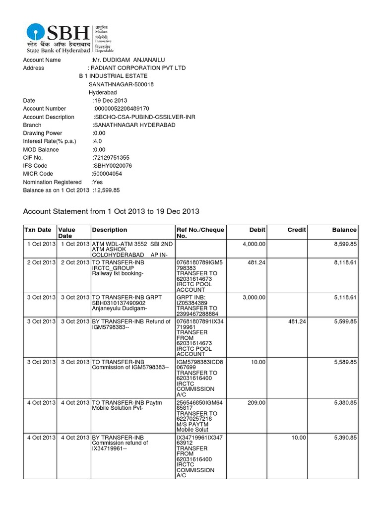 My Bank Statement | Download Free PDF | Banking Technology | Payments