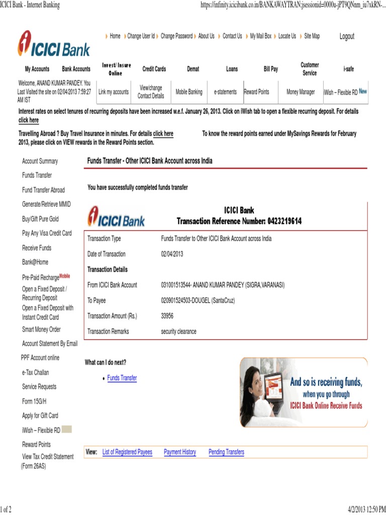 Bank Transfer Statement | PDF | Banks | Credit Card