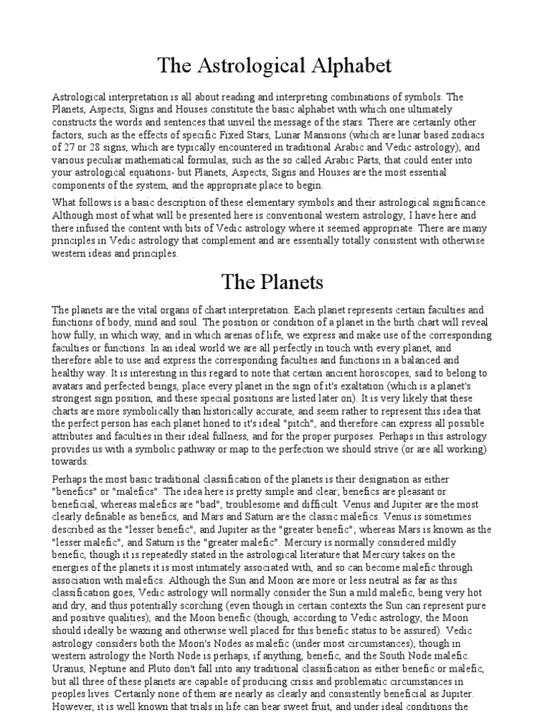 The Astrological Alphabet | PDF | Planets In Astrology | Astrological Sign