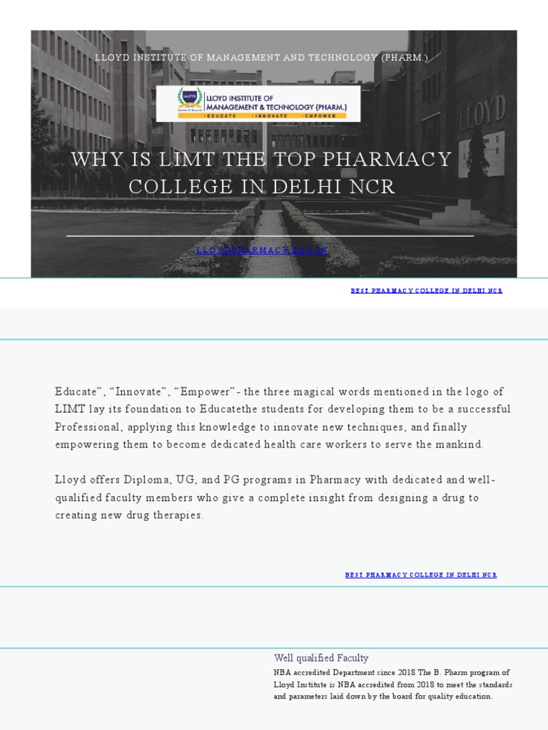 Top Pharmacy (B Pharm & M Pharm) College in Delhi NCR | PDF | Pharmacy ...
