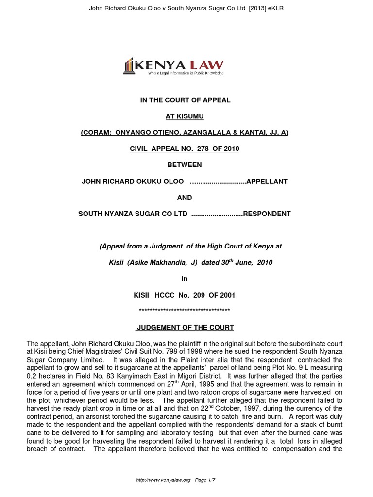 Civil Appeal 278 of 2010 | PDF | Judgment (Law) | Damages