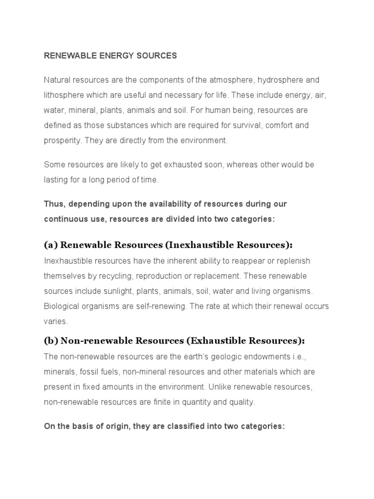 Renewable Energy Sources | PDF