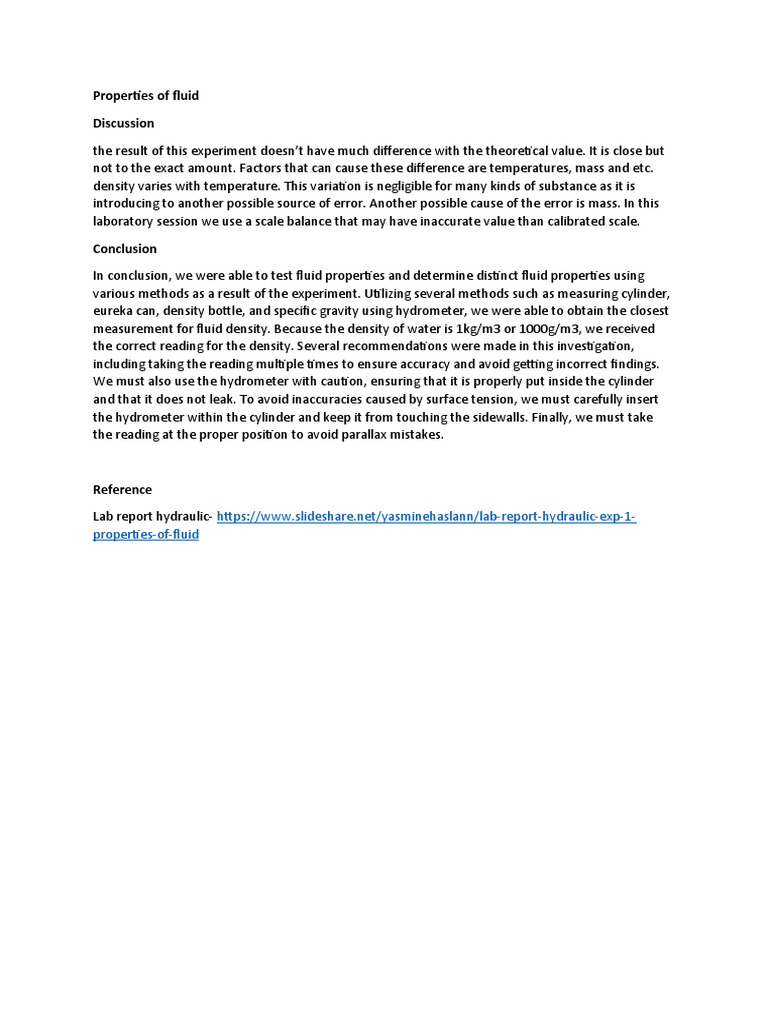 Discussion & Conclusion (Meta, Turbine, Fluid Properties) | PDF ...