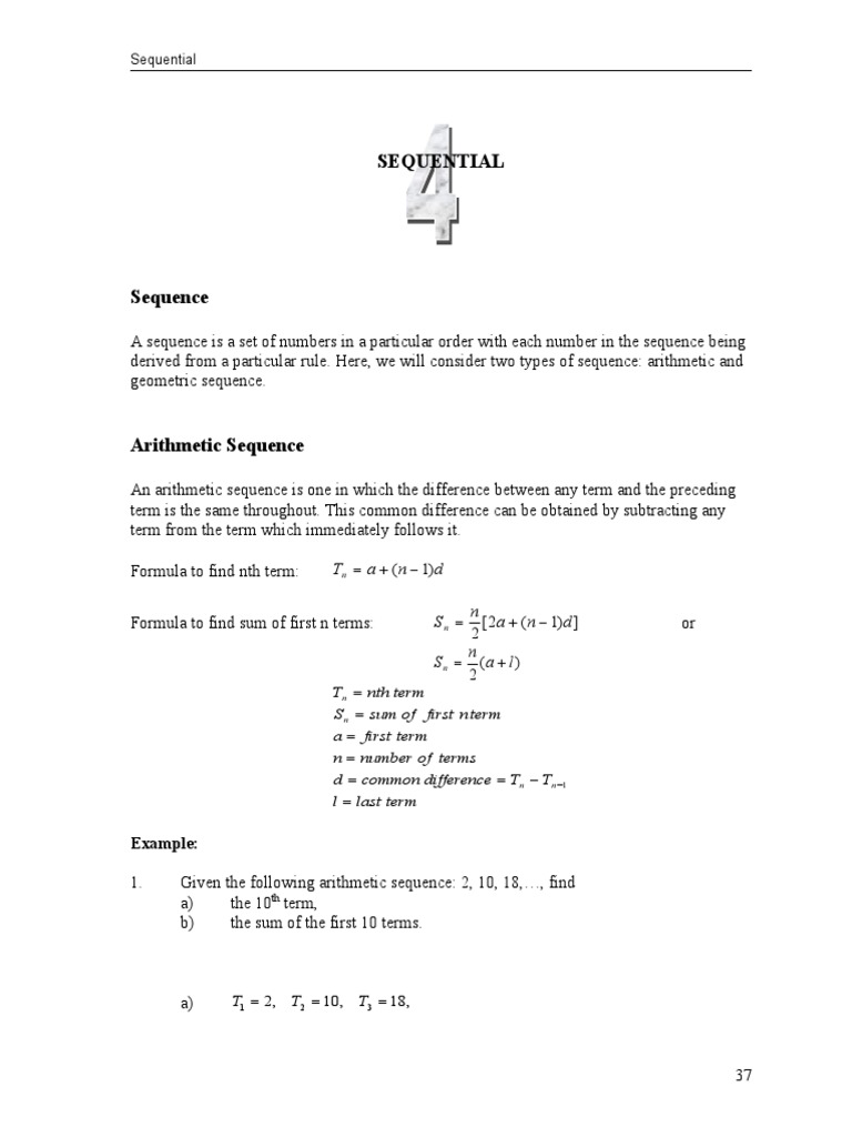 Topic 4 | PDF | Sequence | Elementary Mathematics