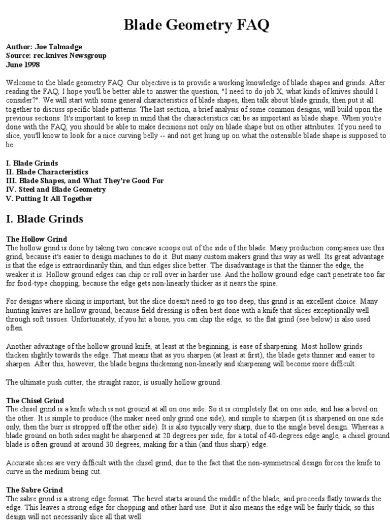 Blade Geometry | PDF | Blade | Knife
