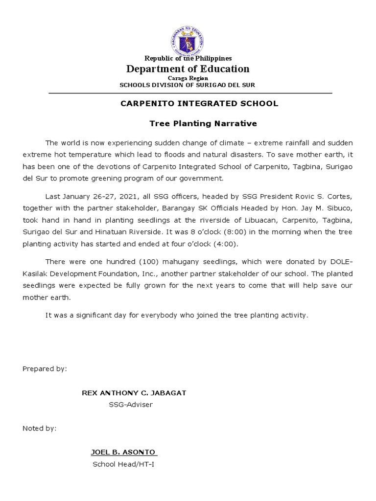 Tree Planting Narrative | PDF