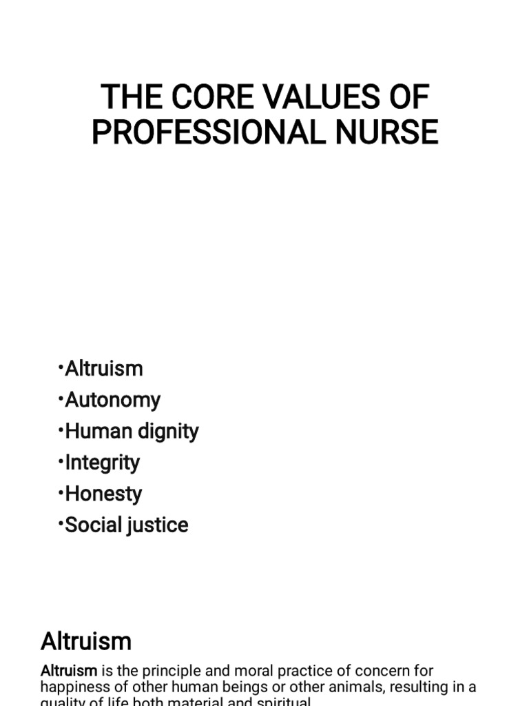 The Core Values of Professional Nurse | PDF
