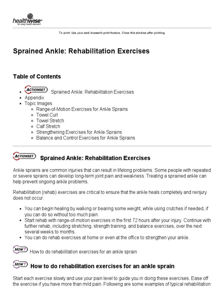 Sprained Ankle Rehabilitation Exercises | PDF | Physical Therapy | Foot