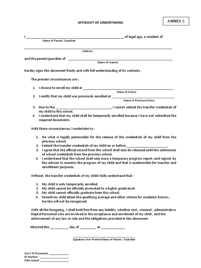 Affidavit of Undertaking | PDF | Credential | Common Law