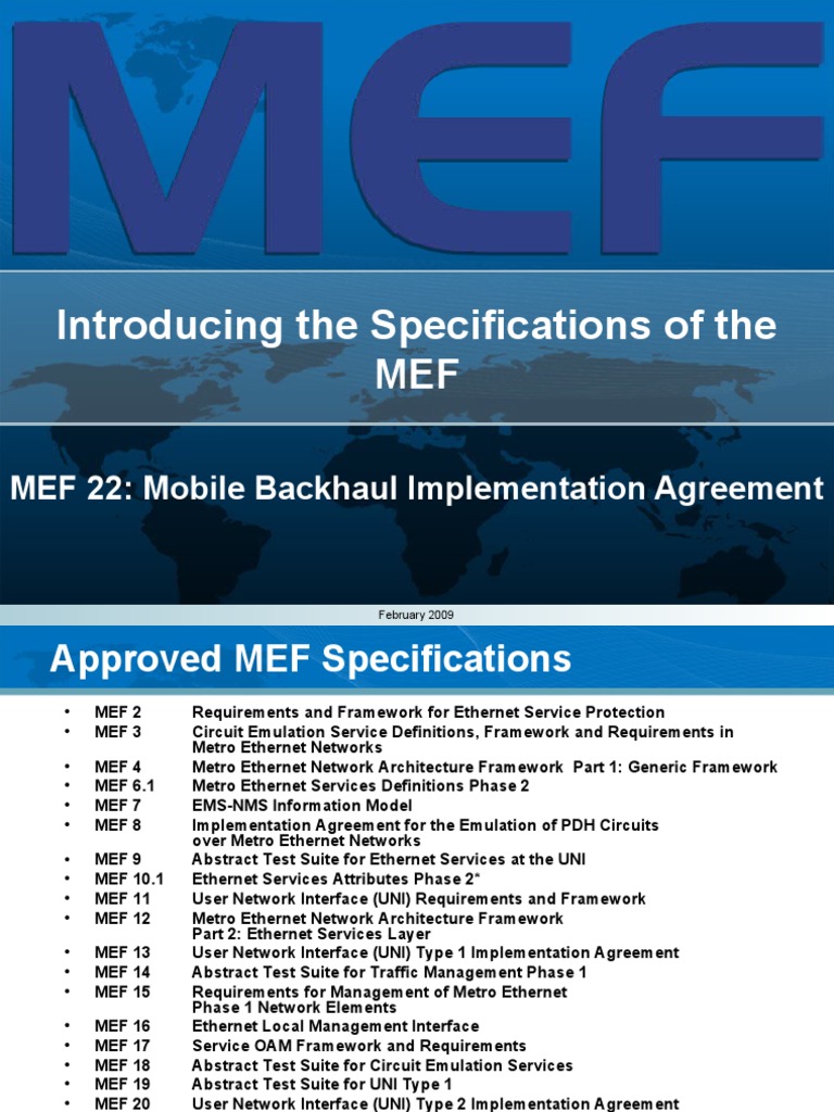 Introducing The Specifications of The MEF: MEF 22: Mobile Backhaul ...