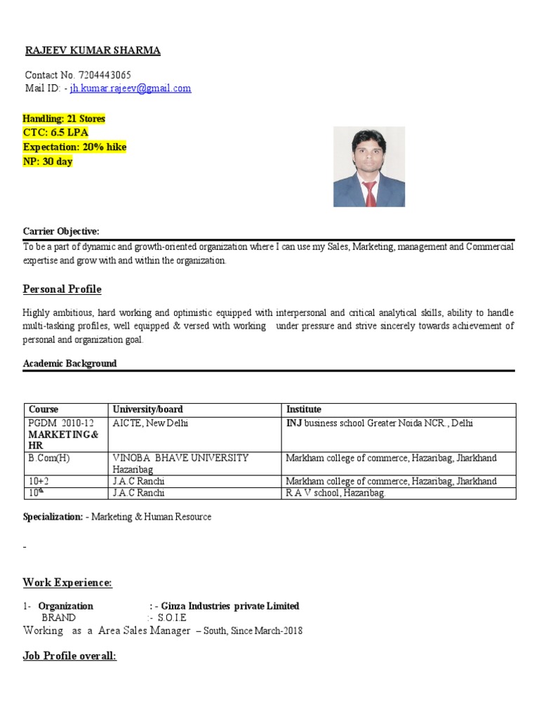 Resume - Rajeev Sharma Updated | PDF | Business Process | Communication