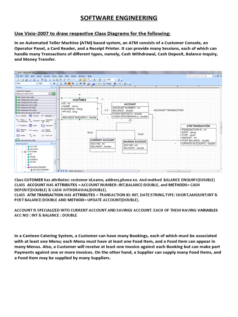 Software Engineering: Use Visio-2007 To Draw Respective Class Diagrams ...