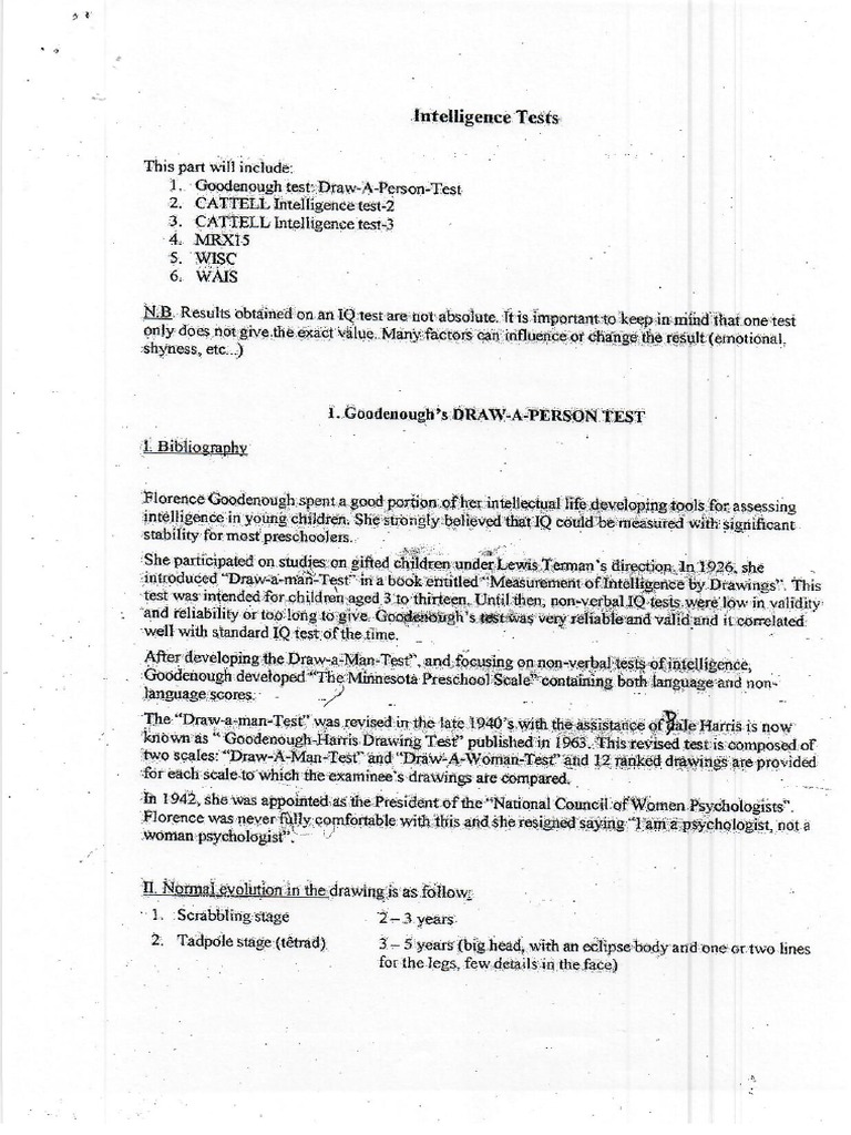 Goodenough Draw A Person Test | PDF