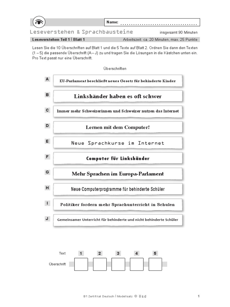 Sprachbausteine 1 | PDF