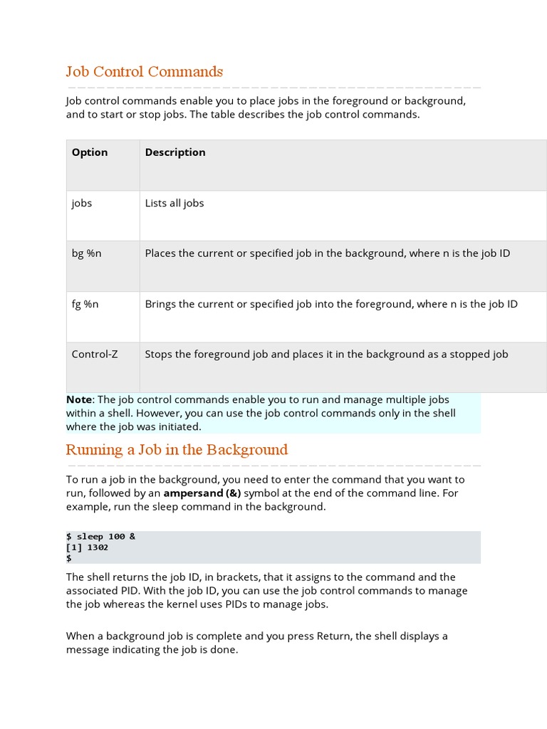 Job Control Commands: Option Description | PDF | Computer Architecture ...