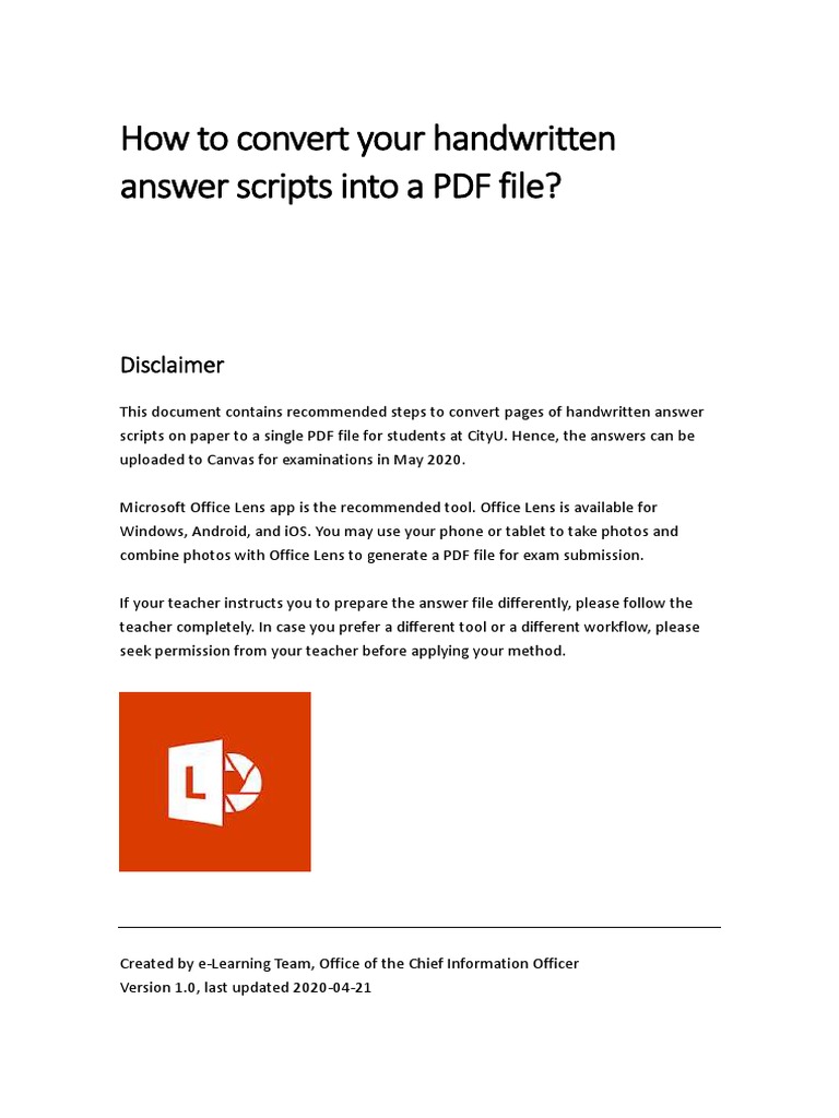 How To Convert Your Handwritten Answer Scripts Into A PDF | PDF ...