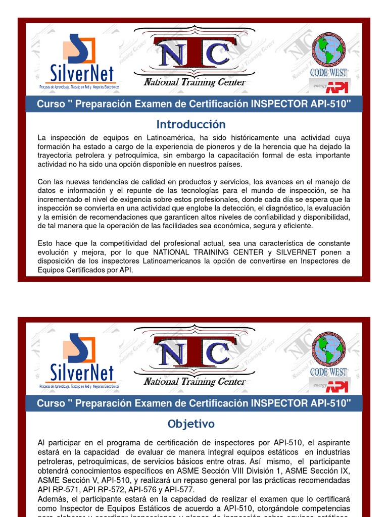 Curso API-510: Certificación Inspector Equipos | PDF | Science ...