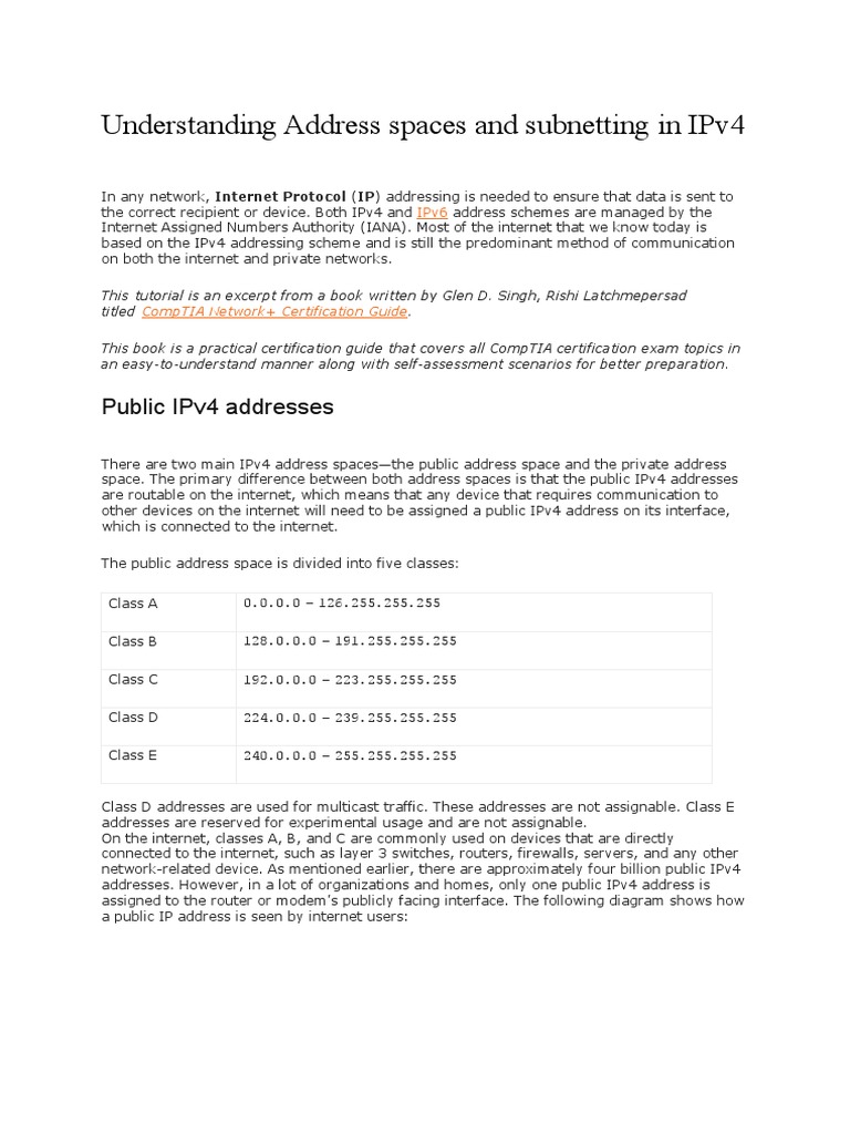 Understanding Address Spaces and Subnetting in IPv4 | PDF | Ip Address | Computer Network