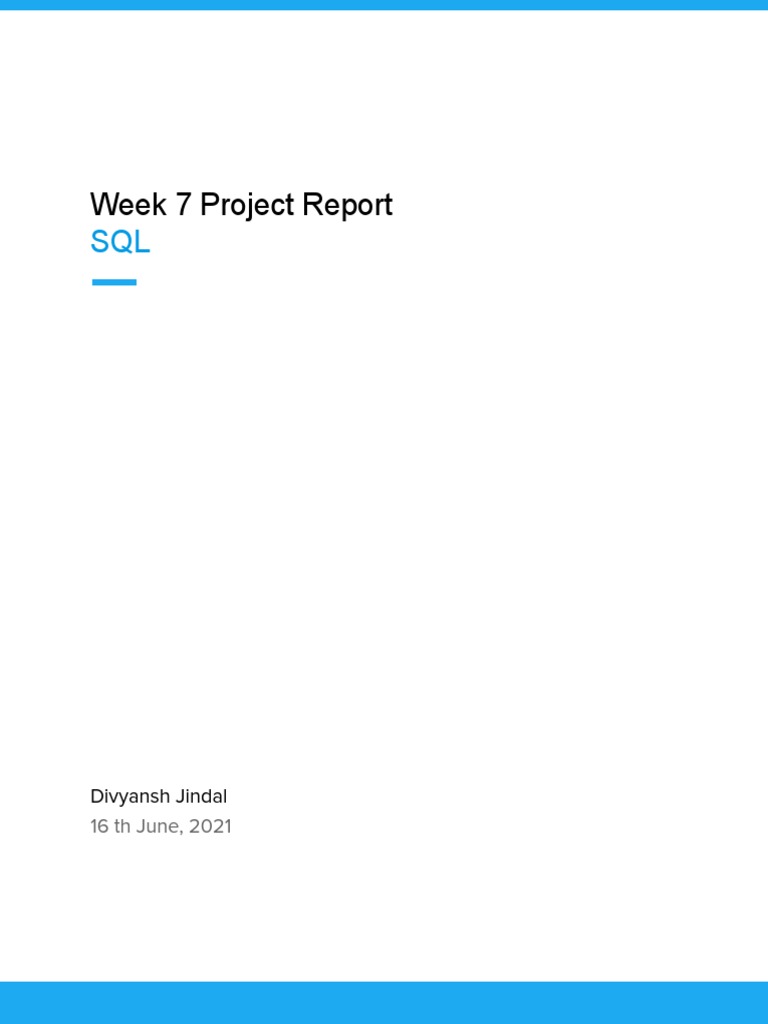 Week 7 Project Report 1 and 2 | PDF | Percentage | Databases