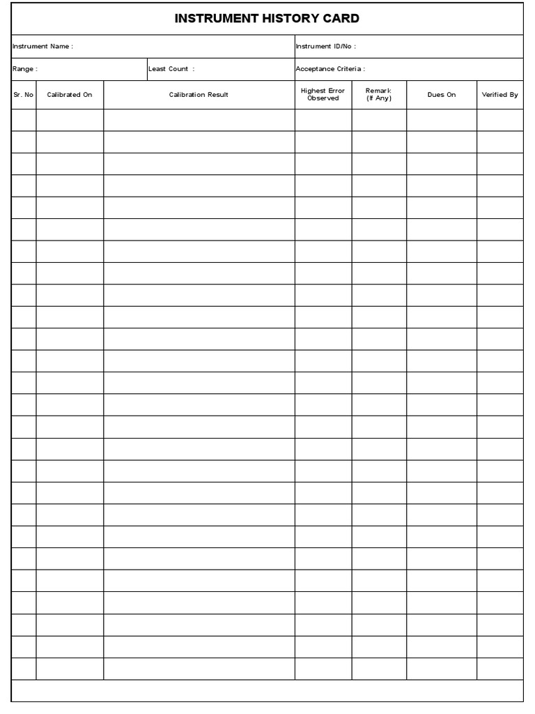 Calibration History Card | PDF