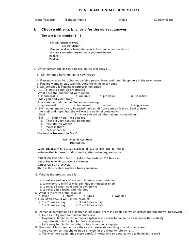 SEO-Optimized Title for Mid-Semester Evaluation Document in English Class | PDF | Foods ...