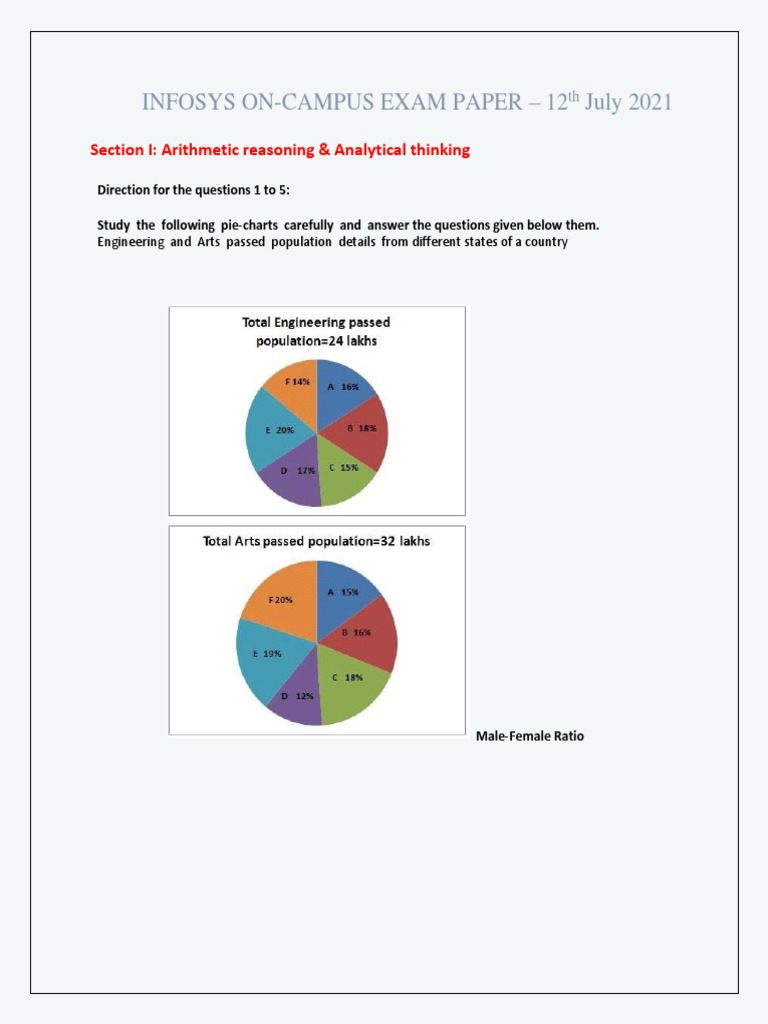 Infosys On-Campus Exam Paper - 12 July 2021: Section I: Arithmetic ...