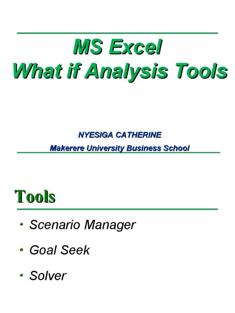 MS Excel What If Analysis Tools | PDF | Microsoft Excel | Computer Science