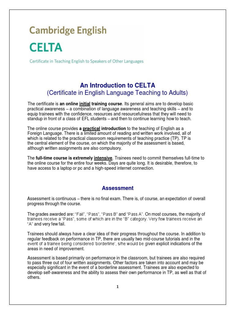 An In-Depth Overview of the Online CELTA Course: Content, Assessment ...