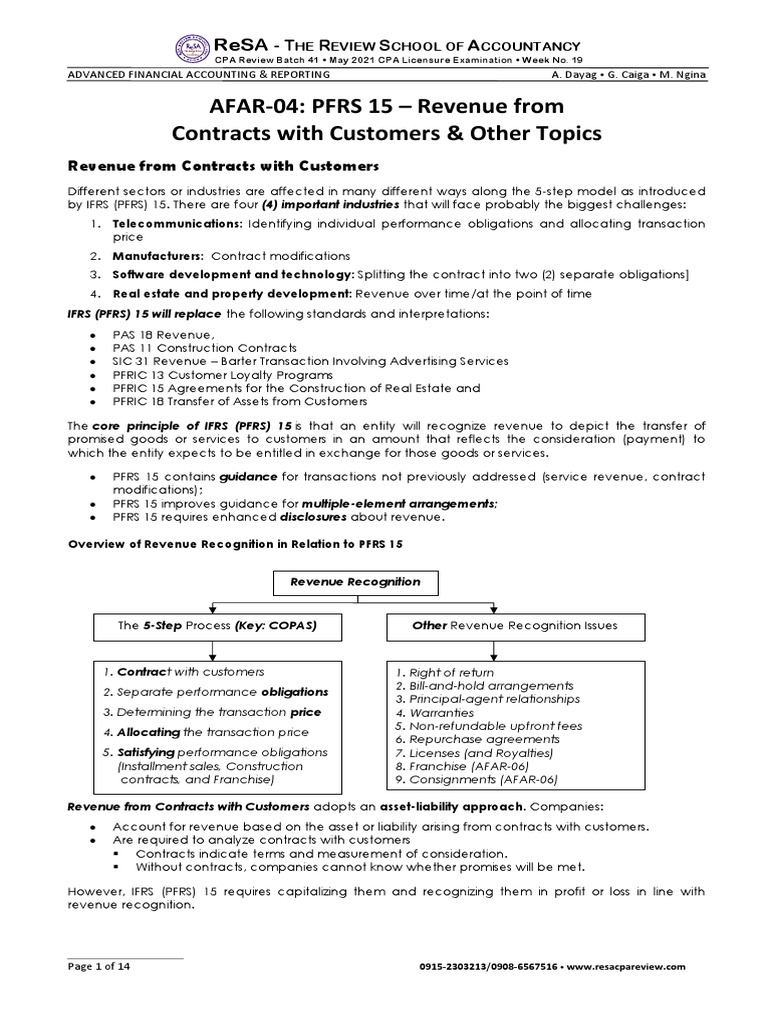 AFAR-04: PFRS 15 - Revenue From Contracts With Customers & Other Topics ...