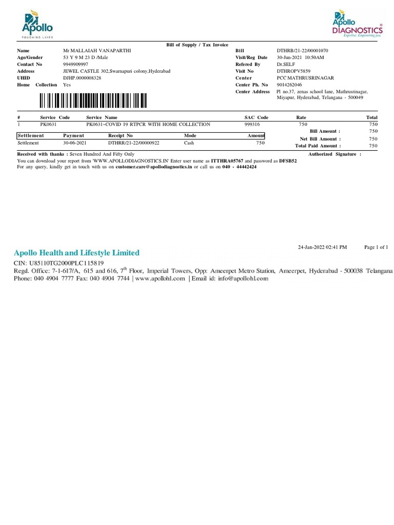 Apollo247 247201631 Labinvoice Complete | PDF | Computing | Taxes