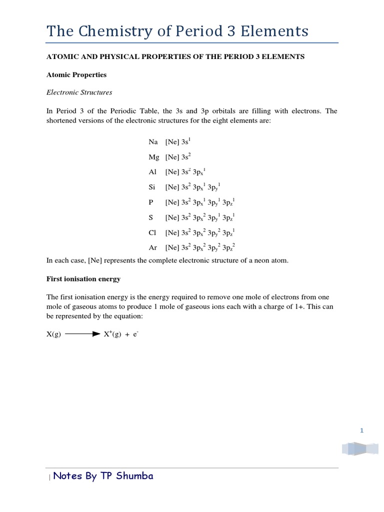 An In-Depth Exploration of the Properties and Structures of Period 3 ...