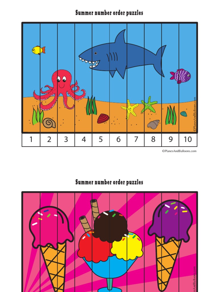 Summer Number Order Puzzles PDF | PDF